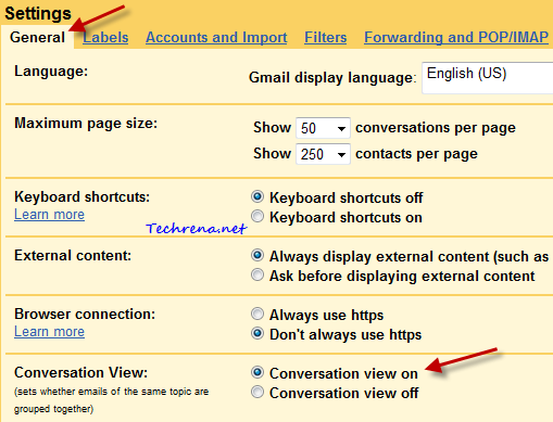 How To Disable Threaded Conversation View In Gmail - TECHRENA How To Disable Threaded Conversation View In Gmail - TECHRENA